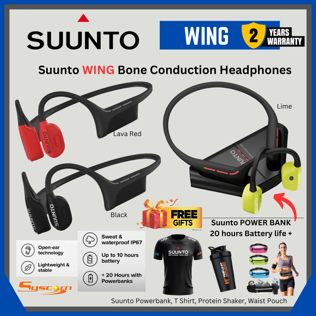 SUUNTO Wing Open-Ear Bone Conduction Headphone, Bluetooth Wireless ...