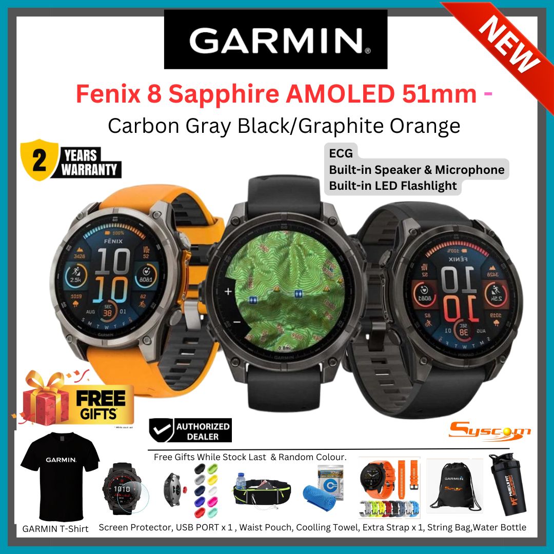 [ NEW ] Garmin Fenix 8 (51mm)- Sapphire Glass with AMOLED DISPLAY ...